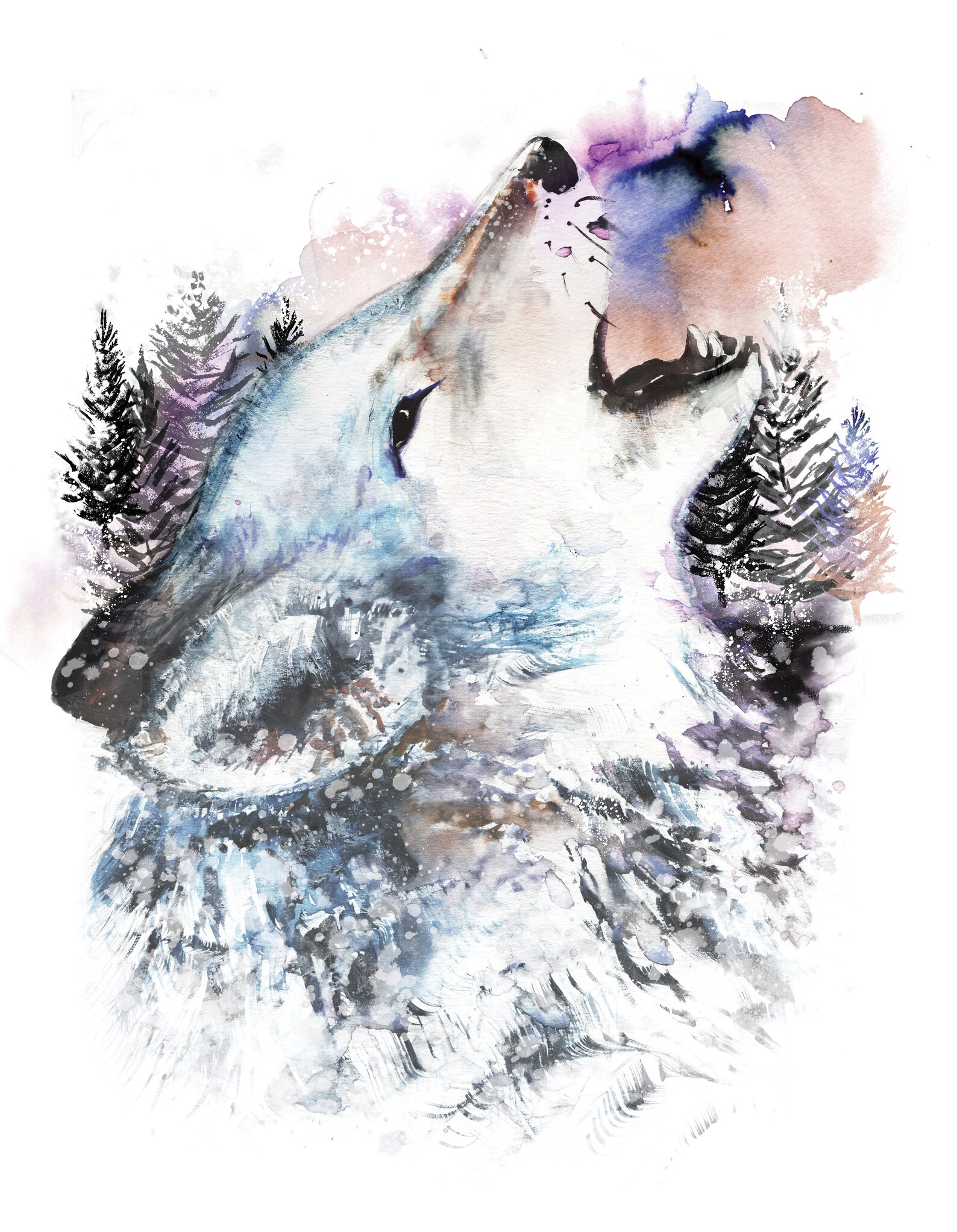 Wolf Watercolour Painting Giclee Print Fantasy Animal Wolves - Etsy