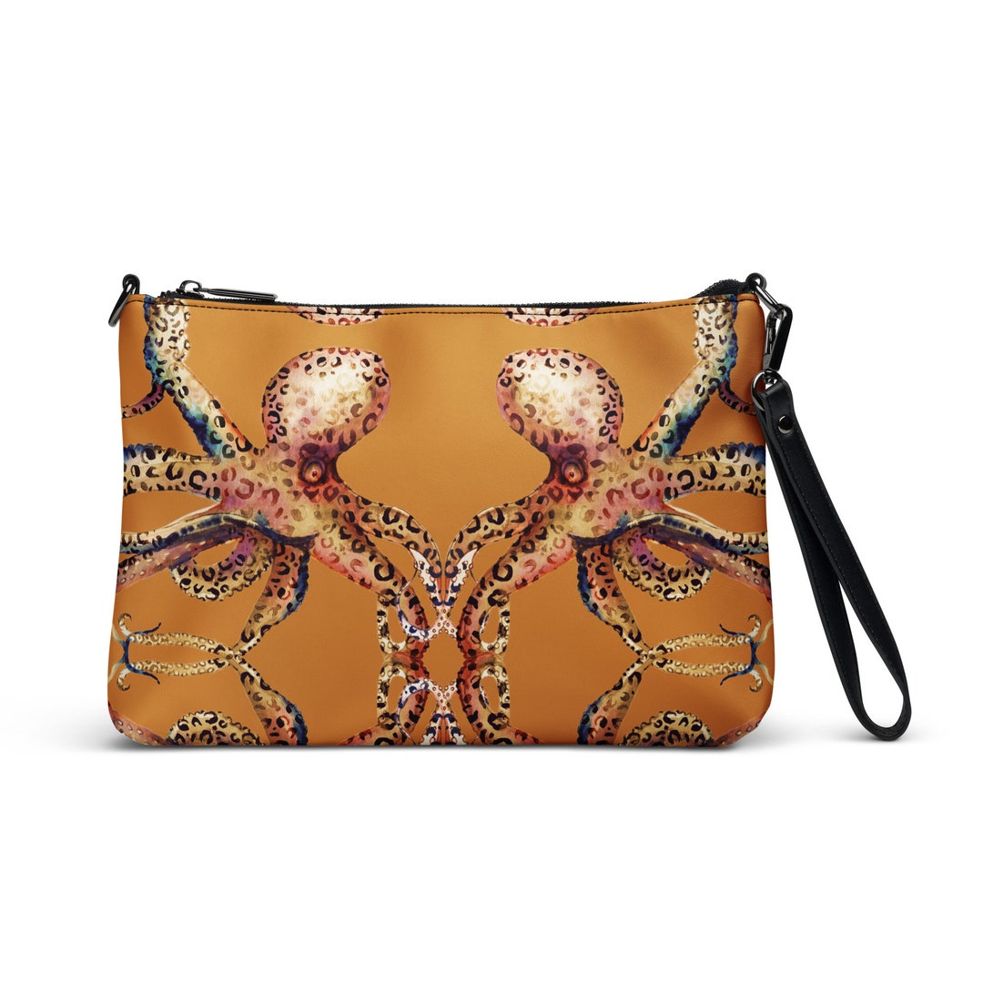 Octopus Hand Bag Purse Clutch All Over Printed Hand Painted Cross Body ...