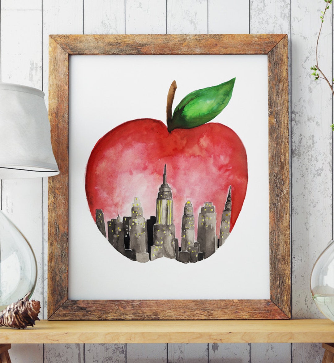 The Big Apple New York City Skyline Watercolour Giclee Fine Art Print ...