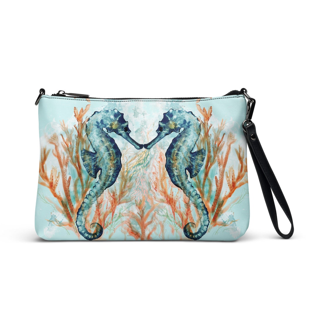 Sea Horse Cross Body Hand Bag Purse Clutch All Over Printed Hand ...