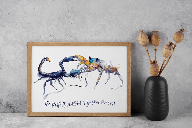 Scorpio Cancer Zodiac Watercolour Painting Scorpion Crab - Etsy