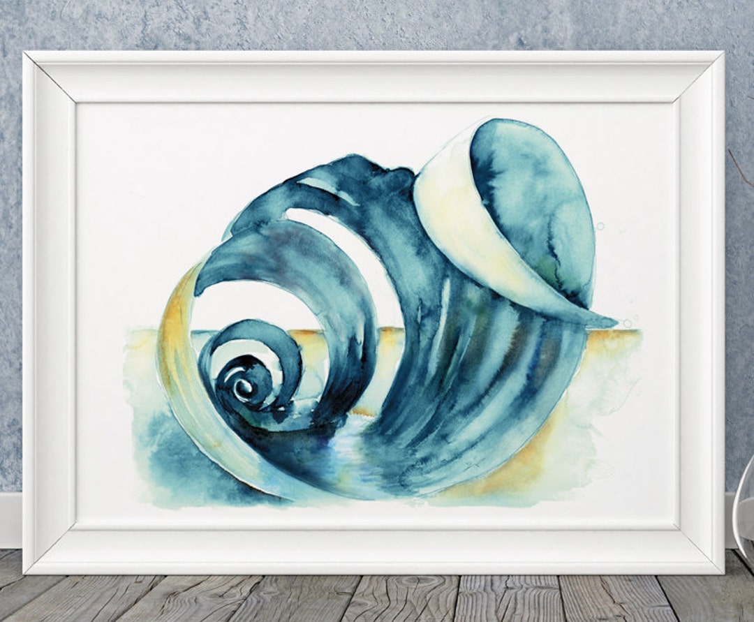 Shell Watercolour Painting Personalised Nautical Wall Art Poster ...
