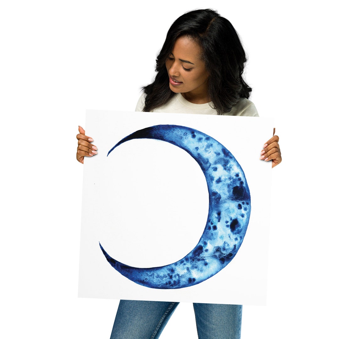 Moon Poster Ramadan Eid Pagan Wedding Gift Watercolour Art Blue ...