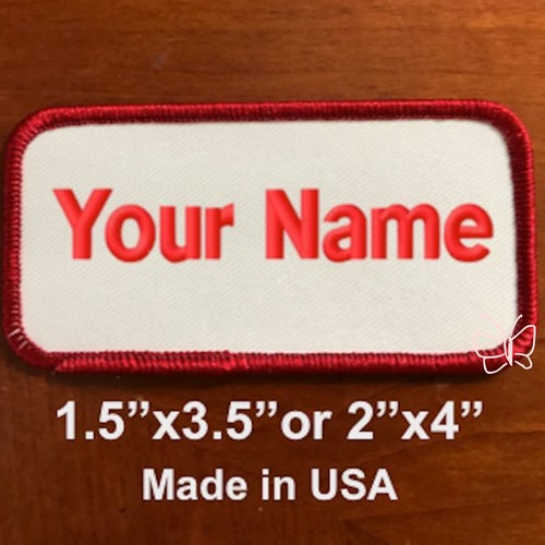 Curve Custom EMBROIDERED NAME TAG Iron on Patch Ribon Badge 5 - Etsy