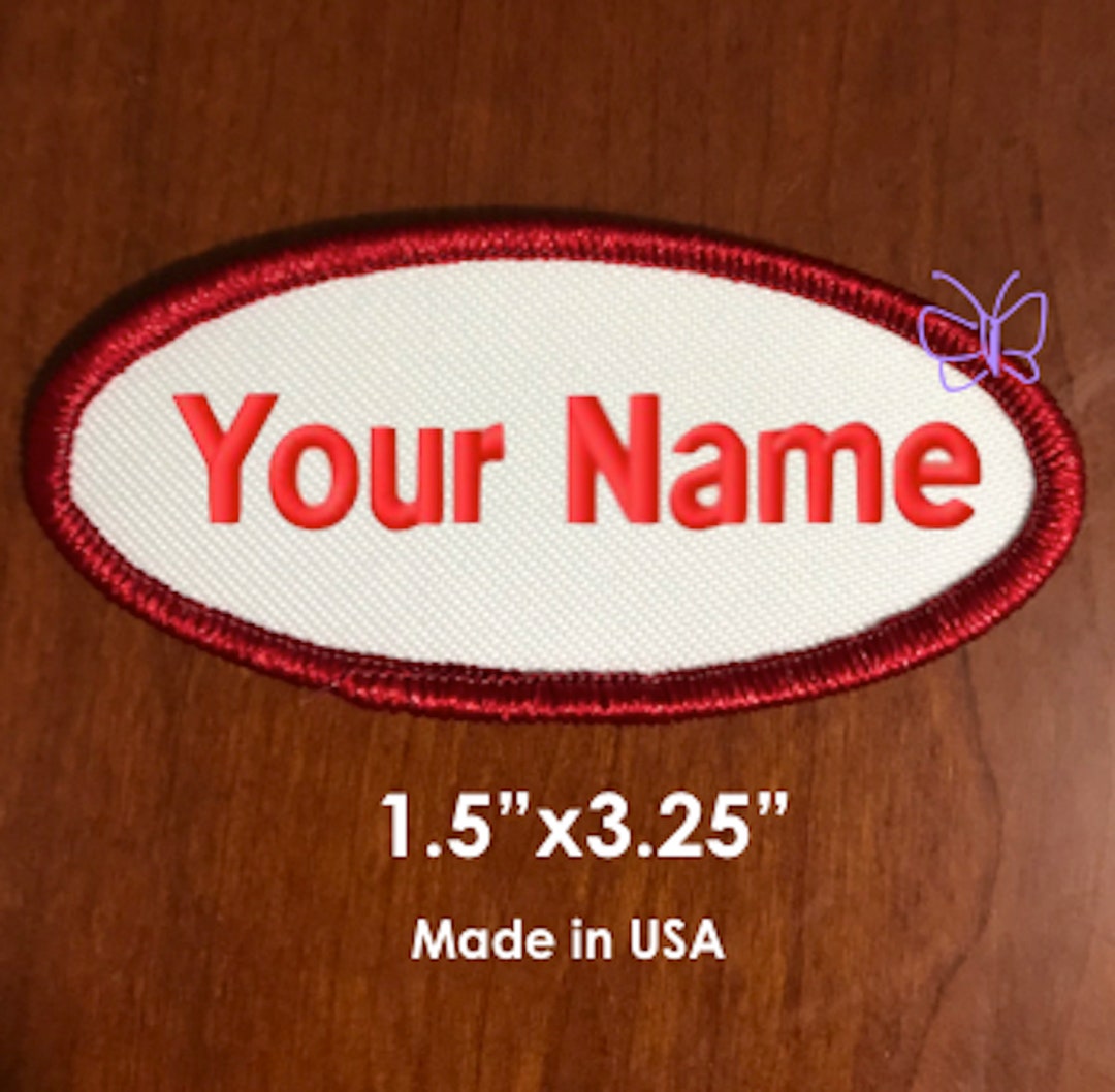 Custom Embroidered Name Patch, Oval Biker Badge (1.5"x3.25") - Etsy