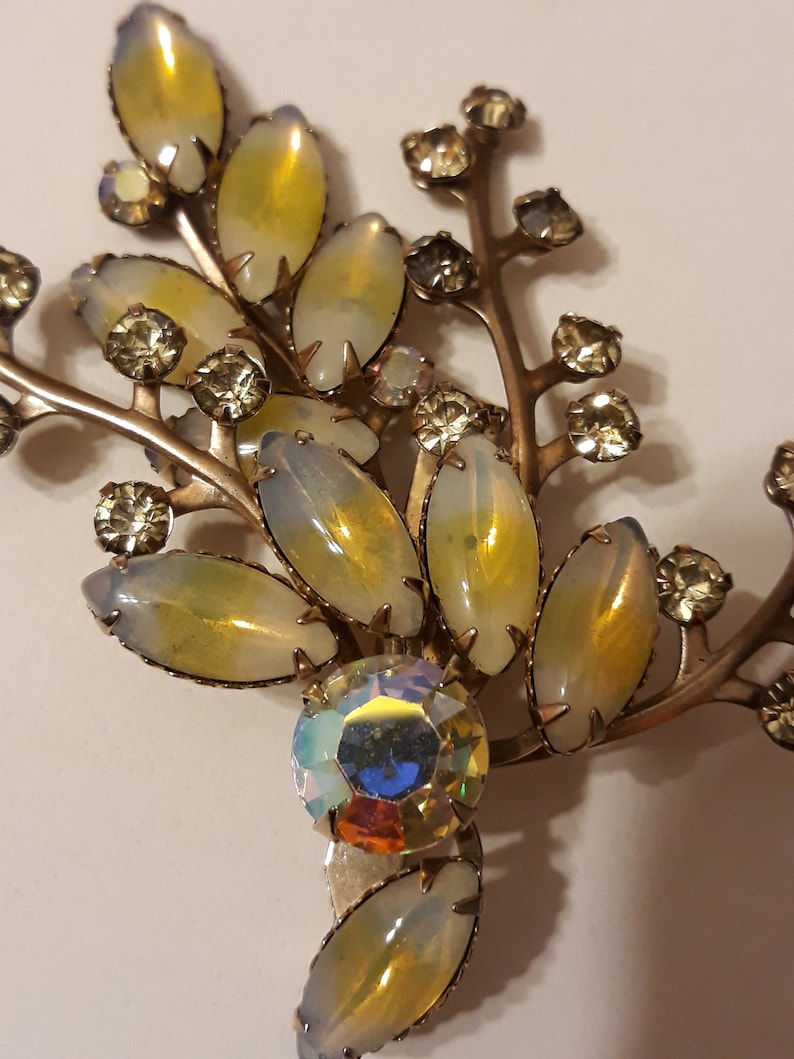 Broche en verre de Givre articulée florale vintage / Broche en aérosol ...