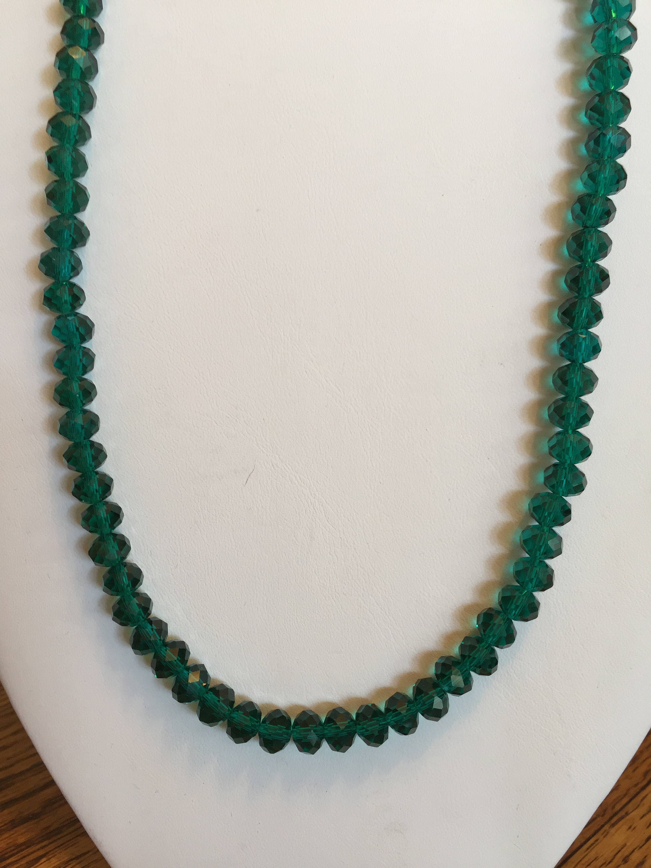 Crystal Green Necklace 19 Long - Etsy