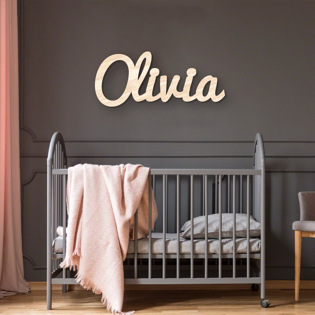 Custom Nursery Name Sign White- Nursery Wall Decor, Baby Name Sign ...