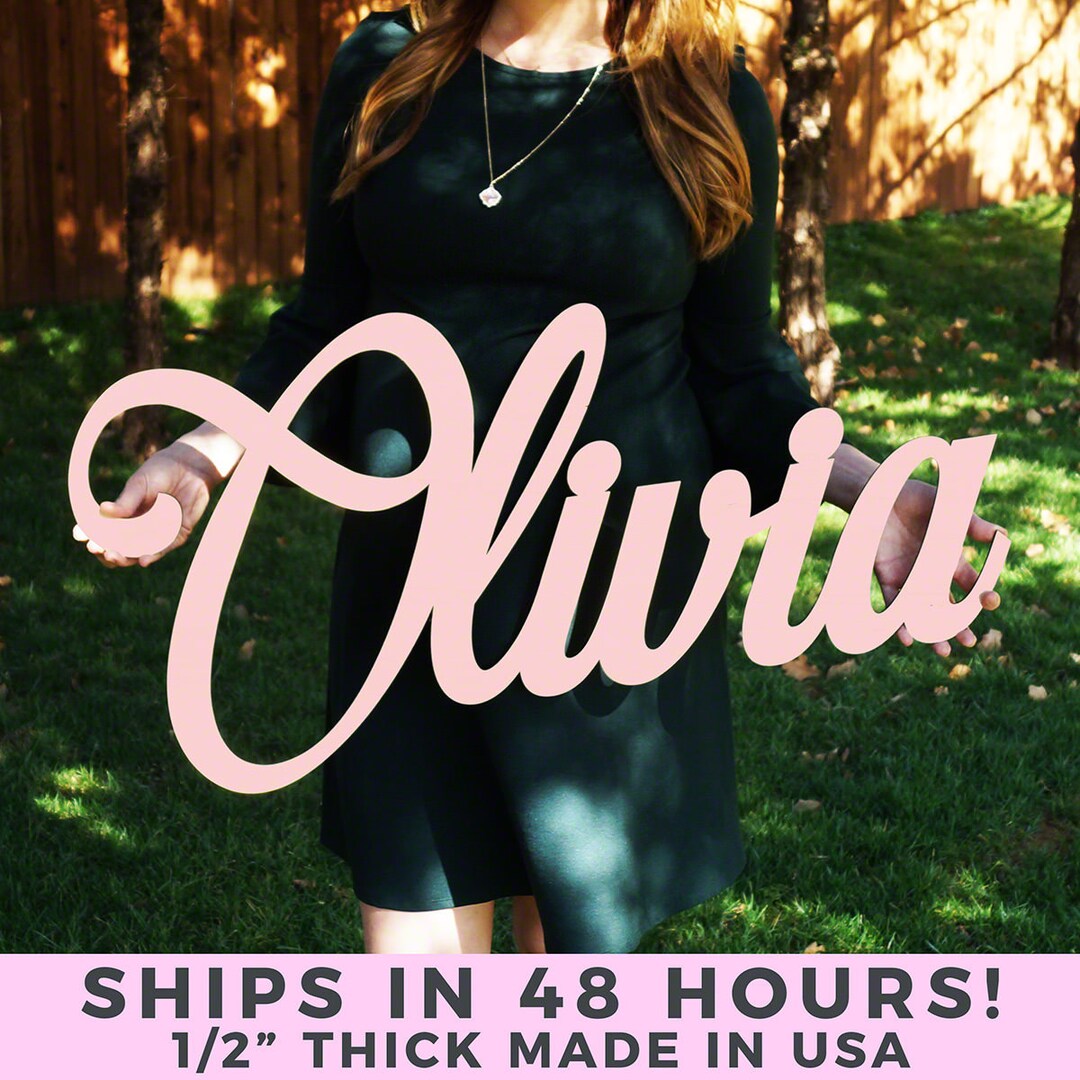 Pink Wooden Baby Name Sign - Personalized Nursery Wall Decor, Pink Baby ...