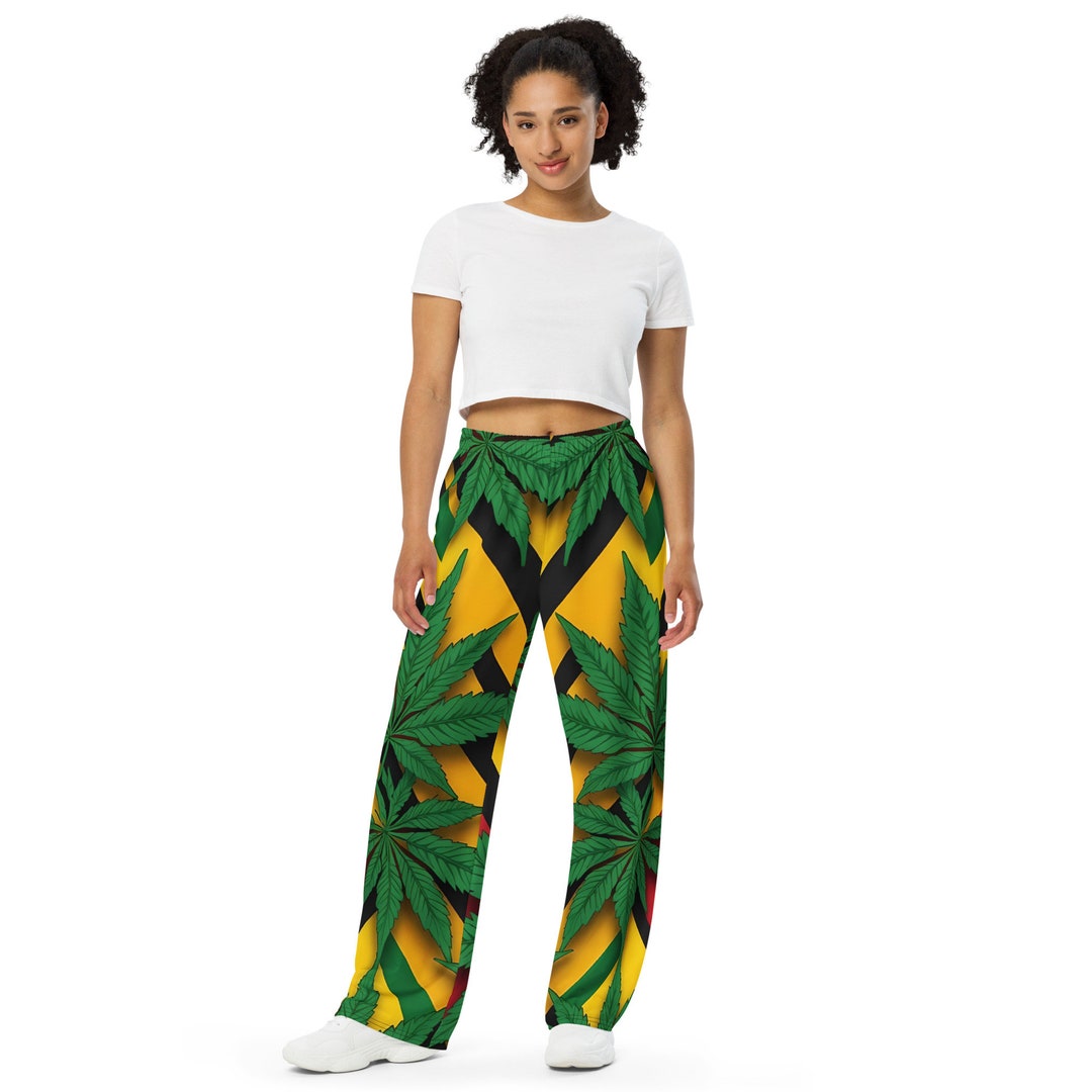 Fifth Degree™ Rasta Weed Wide Leg Lounge Pot Leaf Pants, Marijuana ...