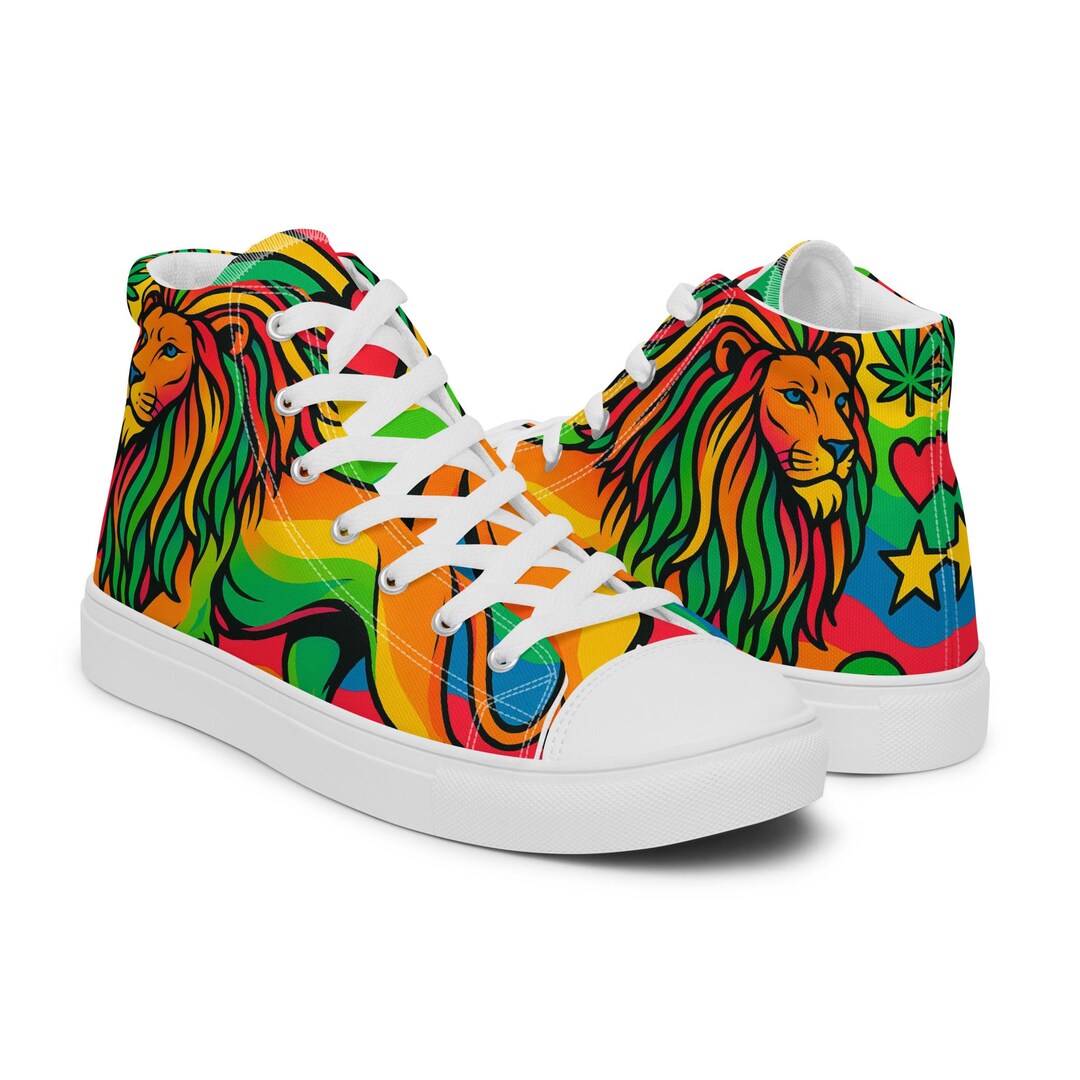 Fifth Degree™ High Top Canvas Shoes for Women, Floral Print Rasta Lion ...