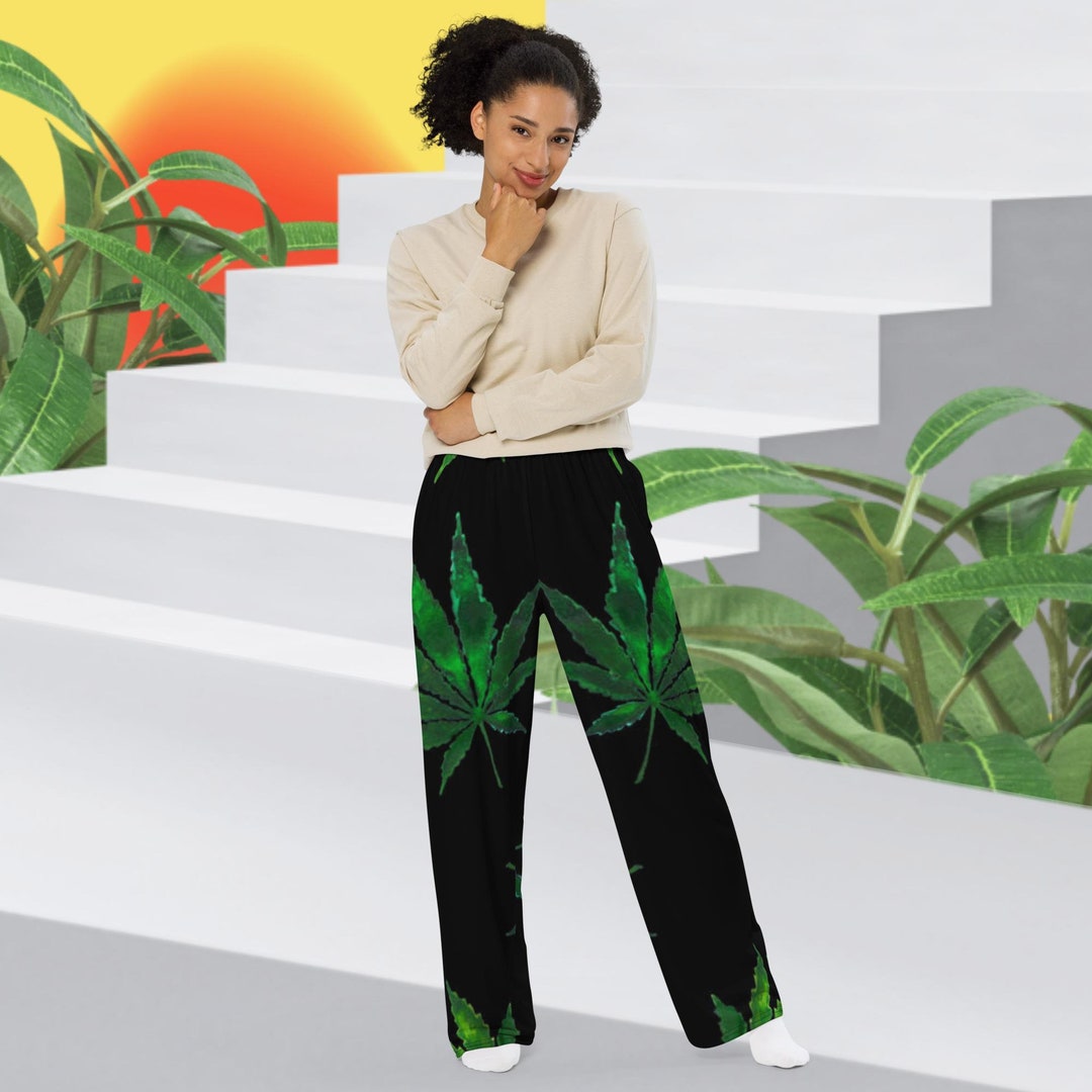 Fifth Degree™ Weed Wide Leg Lounge Pot Leaf Pants, Marijuana Clothing Cannabis, Hippie Clothes ...