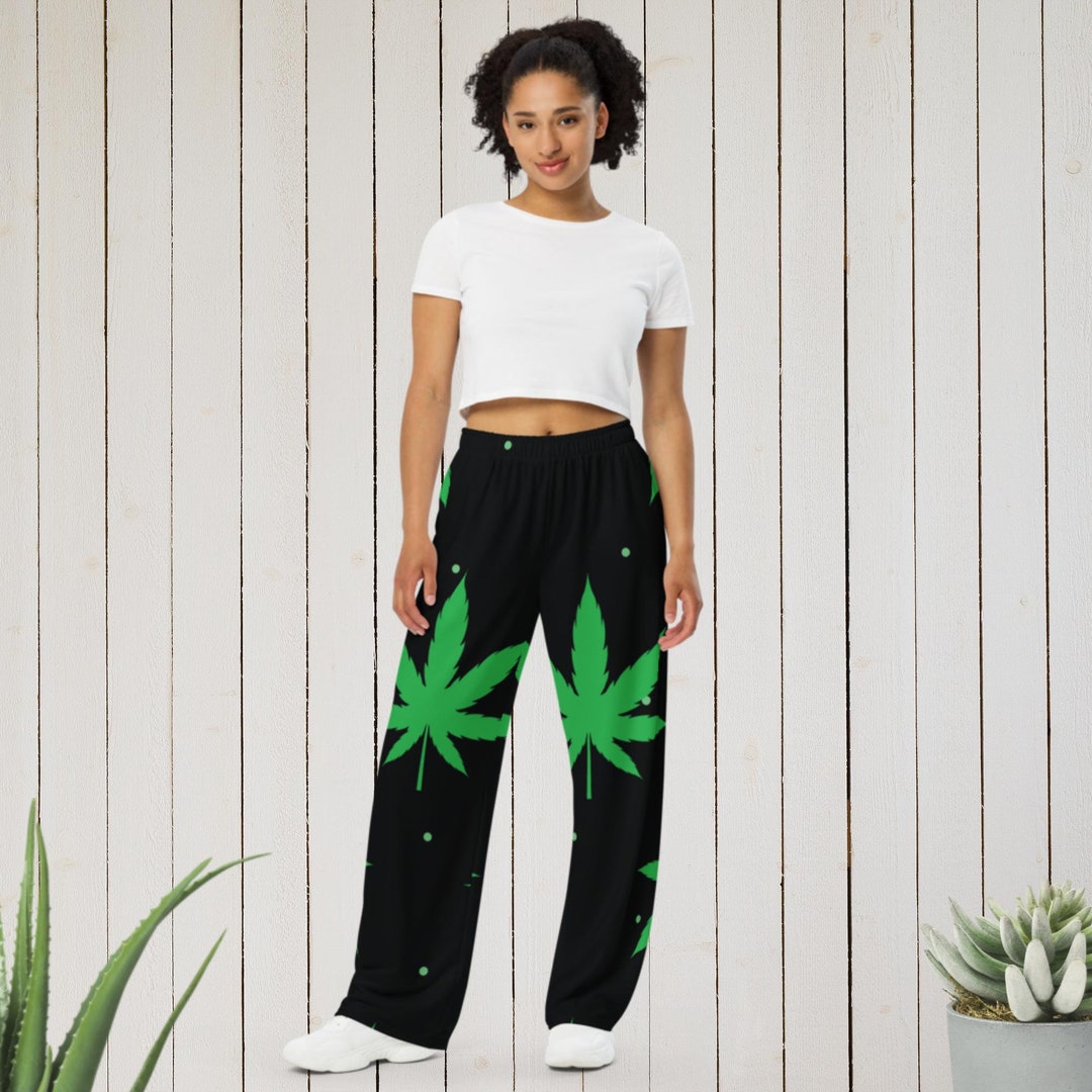 Fifth Degree™ Weed Wide Leg Lounge Pot Leaf Pants, Marijuana Clothing Cannabis, Hippie Clothes ...