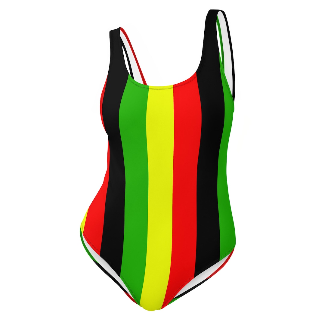 Fifth Degree™ Women's Rasta Colors Stripes Swimsuit Reggae Bathing Suit ...