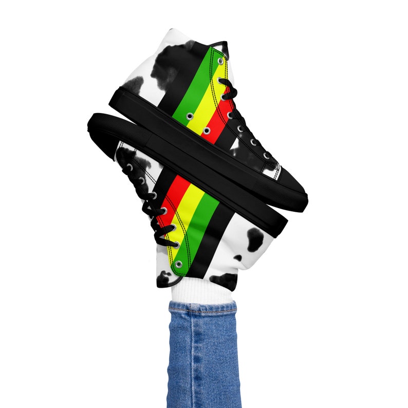 Fifth Degree™ Women’s High Top Cow Print Canvas Shoes Rasta Color ...