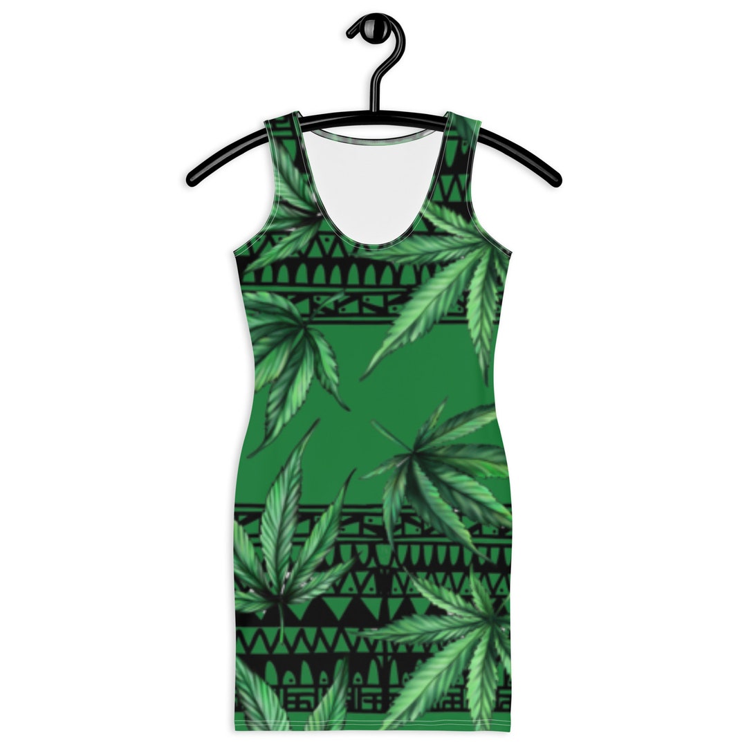 Fifth Degree® Hippie Clothes Women, Weed Clothing Cannabis Leaf Print Dress Marijuana, Womens ...