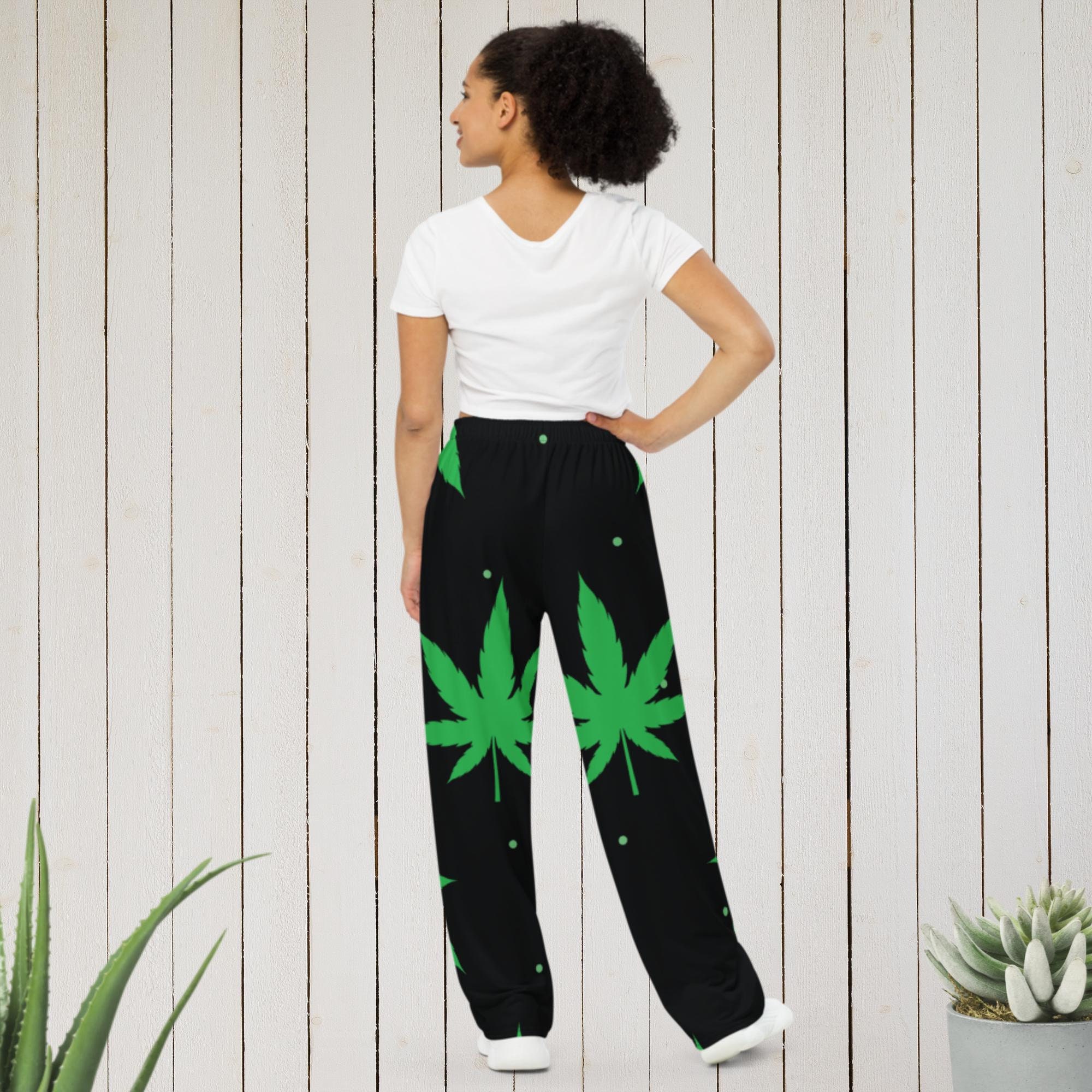 Fifth Degree™ Weed Wide Leg Lounge Pot Leaf Pants, Marijuana Clothing Cannabis, Hippie Clothes ...