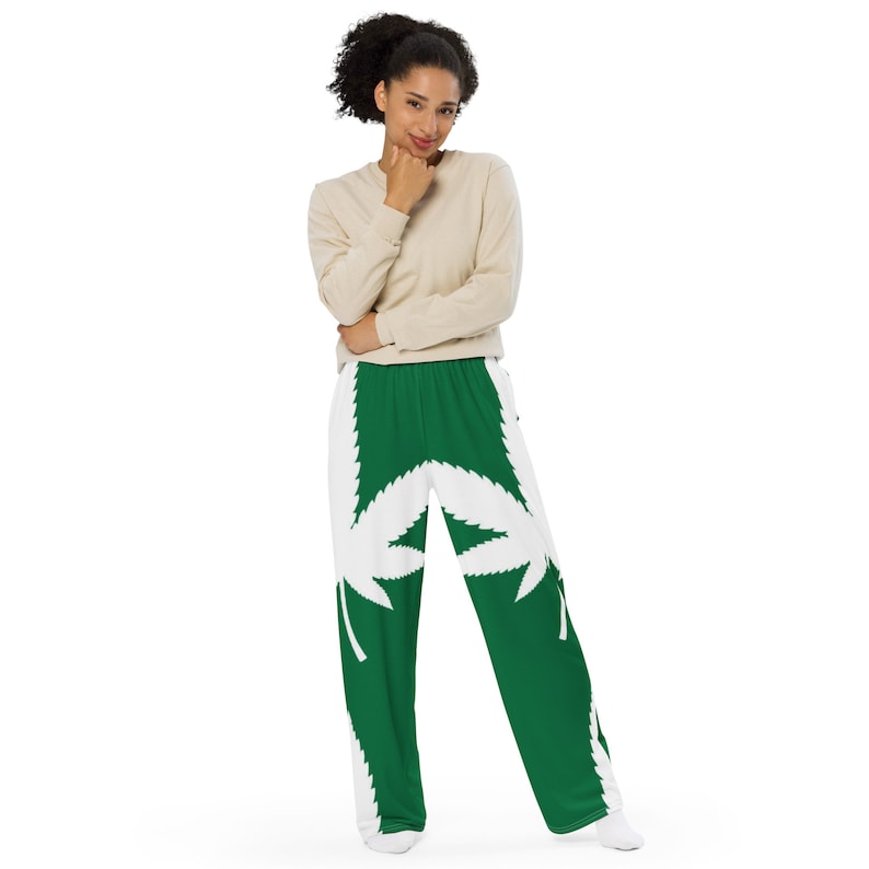 Fifth Degree™ Weed Wide Leg Lounge Pot Leaf Pants, Marijuana Clothing Cannabis, Hippie Clothes ...
