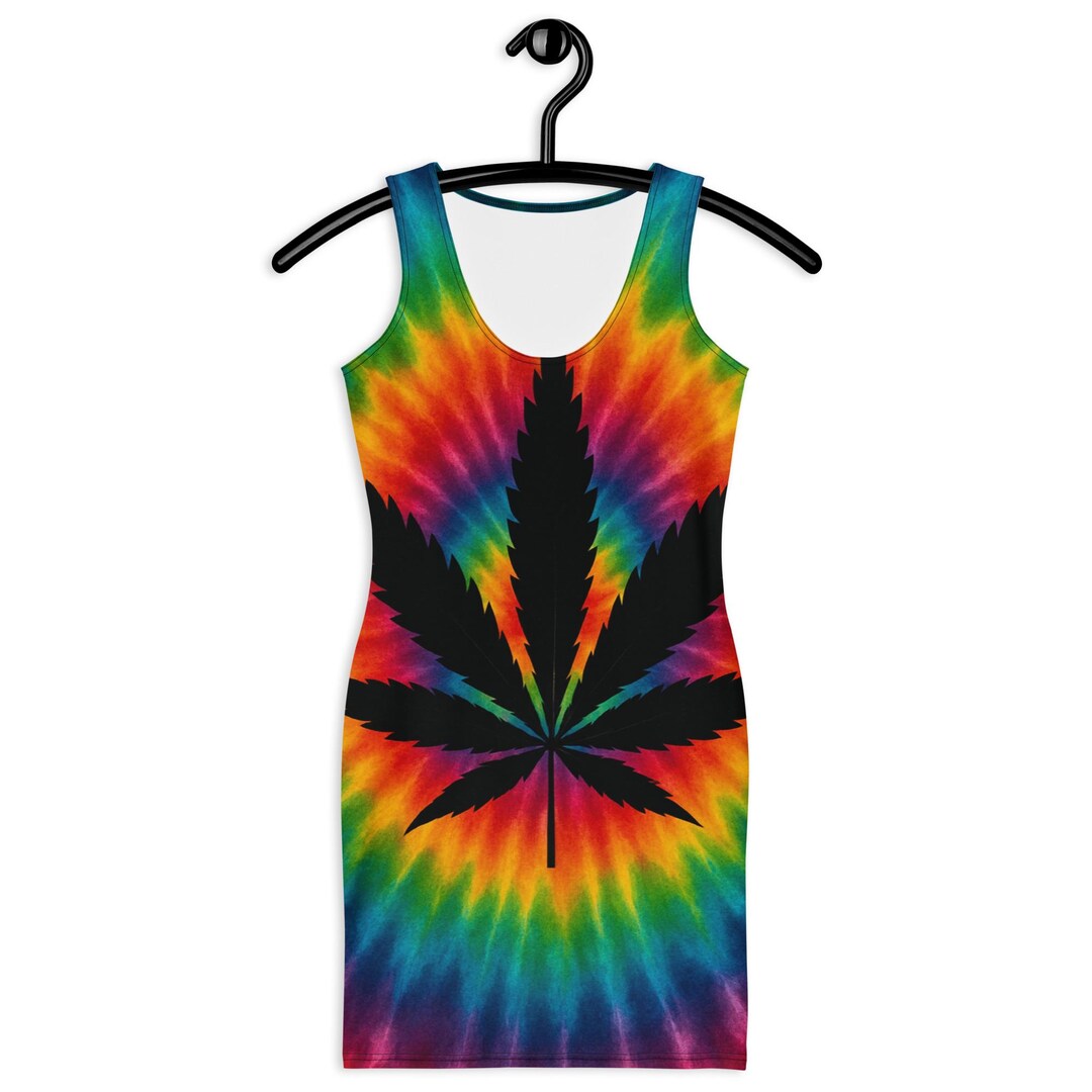 Fifth Degree™ Pot Leaf Tie-dye Cannabis Dress – 420 Festival Outfit ...