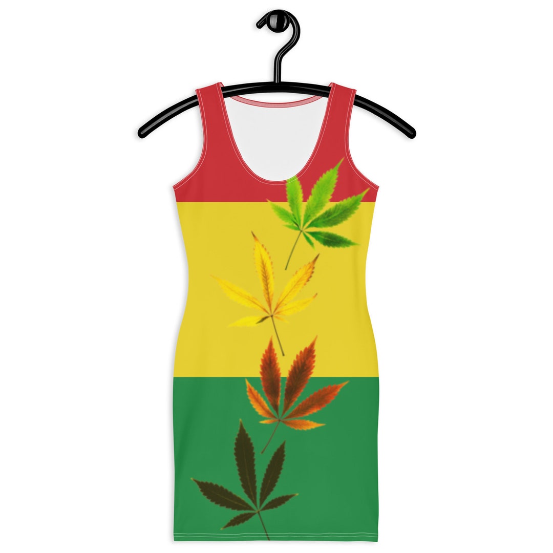 Fifth Degree™ 420 Outfit Weed Pot Leaf, Rasta Color Dress, Rastafari Dress, Hippie Clothes ...