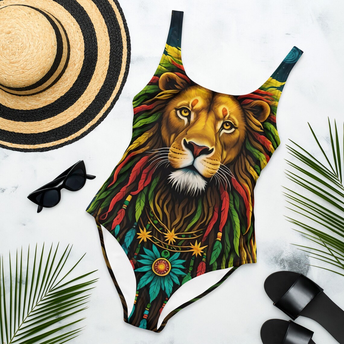 Fifth Degree™ Women's Rasta Lion of Judah Swimsuit Reggae Bathing Suit ...