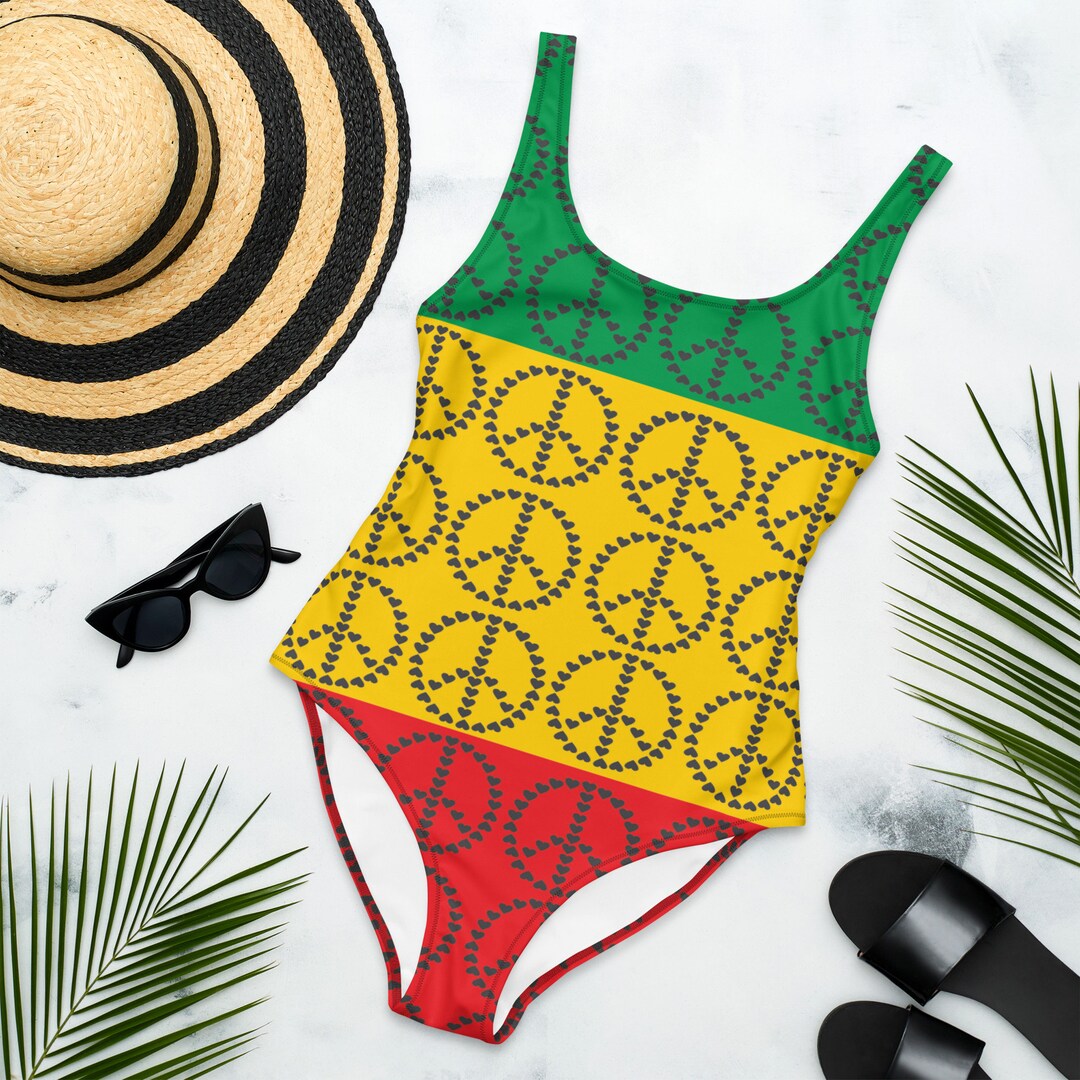 Fifth Degree™ Women's Rasta Peace Sign Swimsuit Reggae Bathing Suit ...