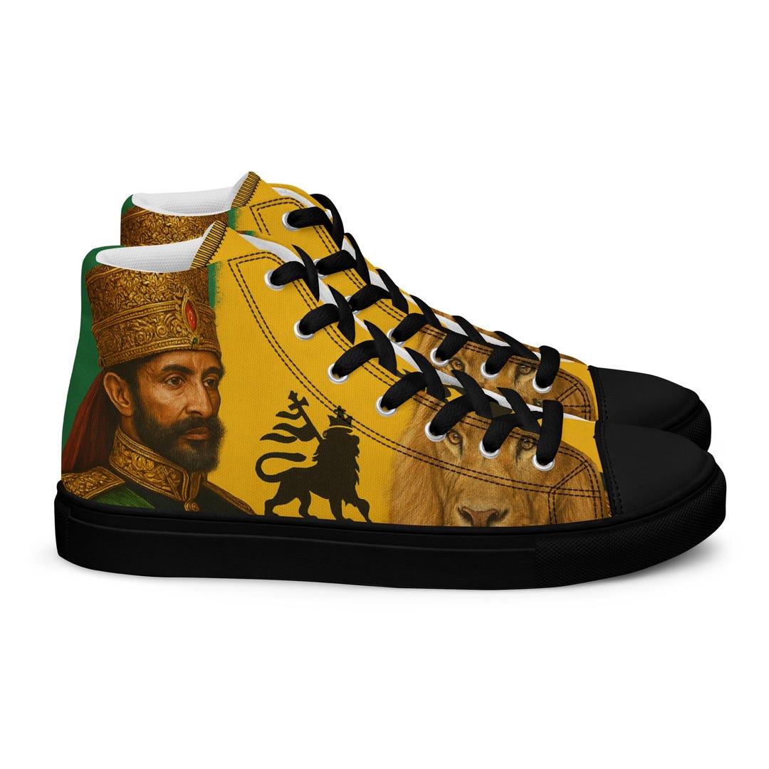 Haile Selassie Rasta Shoes – Fifth Degree™ Royal Roots High Tops W ...