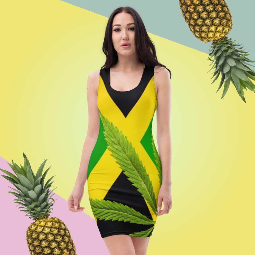 Fifth Degree™ All-over Printed Fitted Jamaican Flag Outfit Dress Clothing Stoner Clothes Girl ...