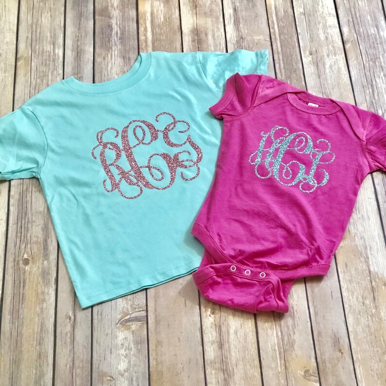 Glitter Monogram Baby Shirt Monogram Toddler Shirt Monogram - Etsy ...
