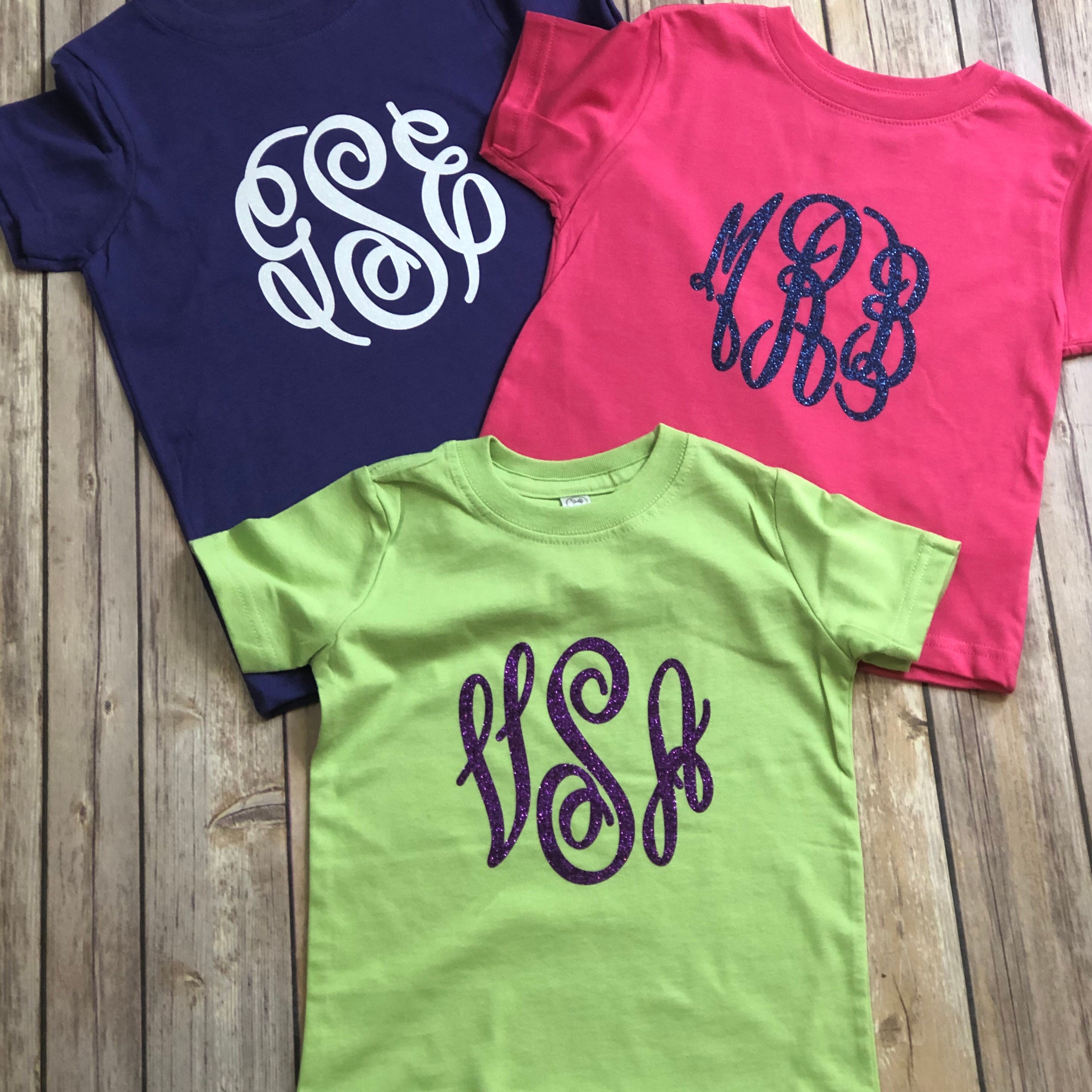 Glitter Monogram Baby Shirt Monogram Toddler Shirt Monogram - Etsy ...