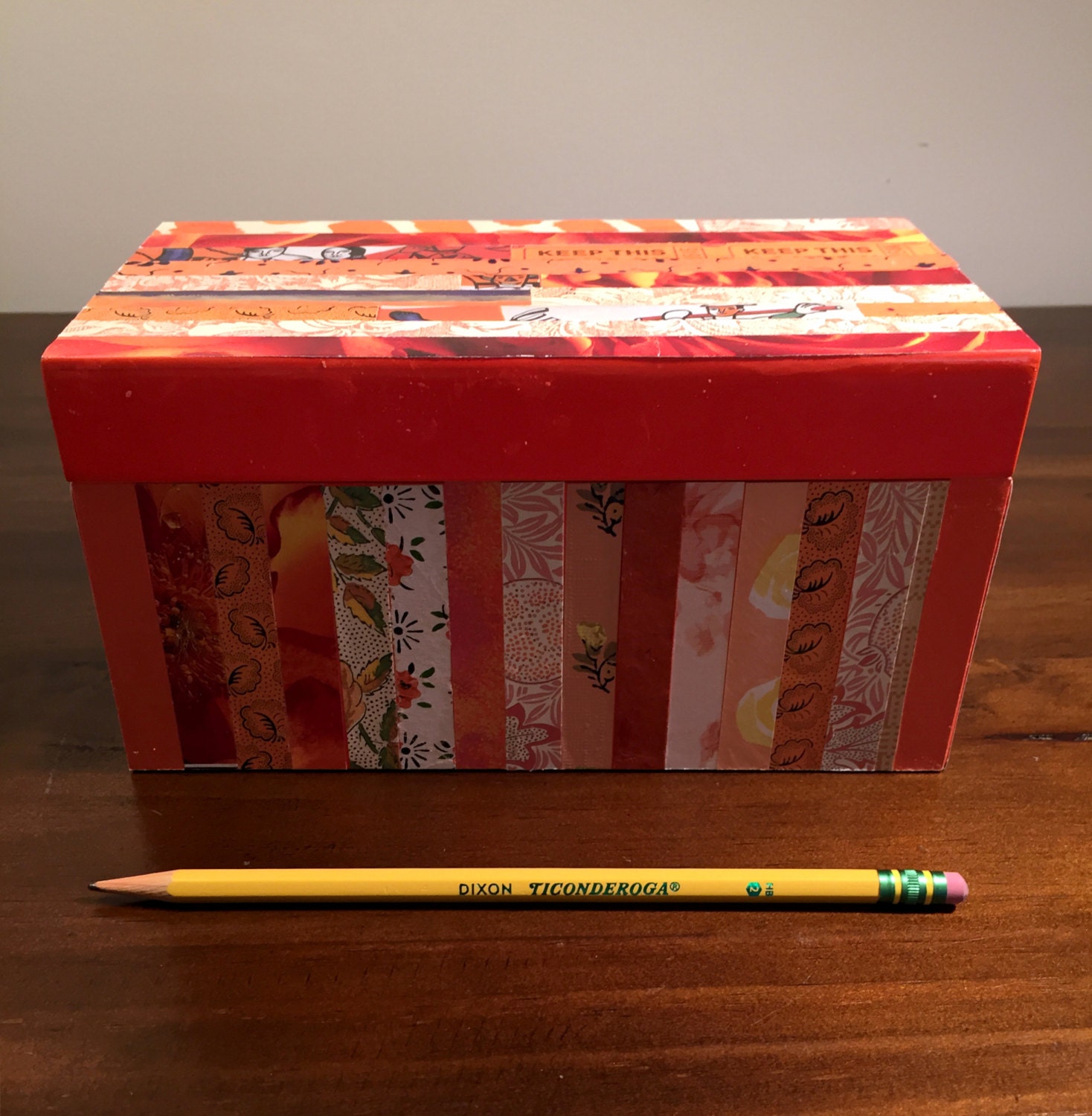 Decorative Orange Box, Striped, Collaged With Vintage and Recycled ...