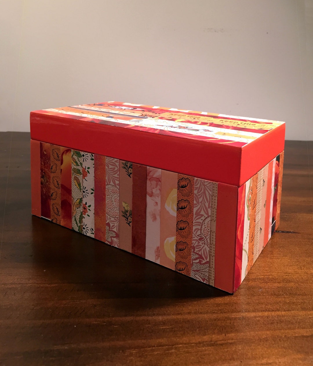 Decorative Orange Box, Striped, Collaged With Vintage and Recycled ...
