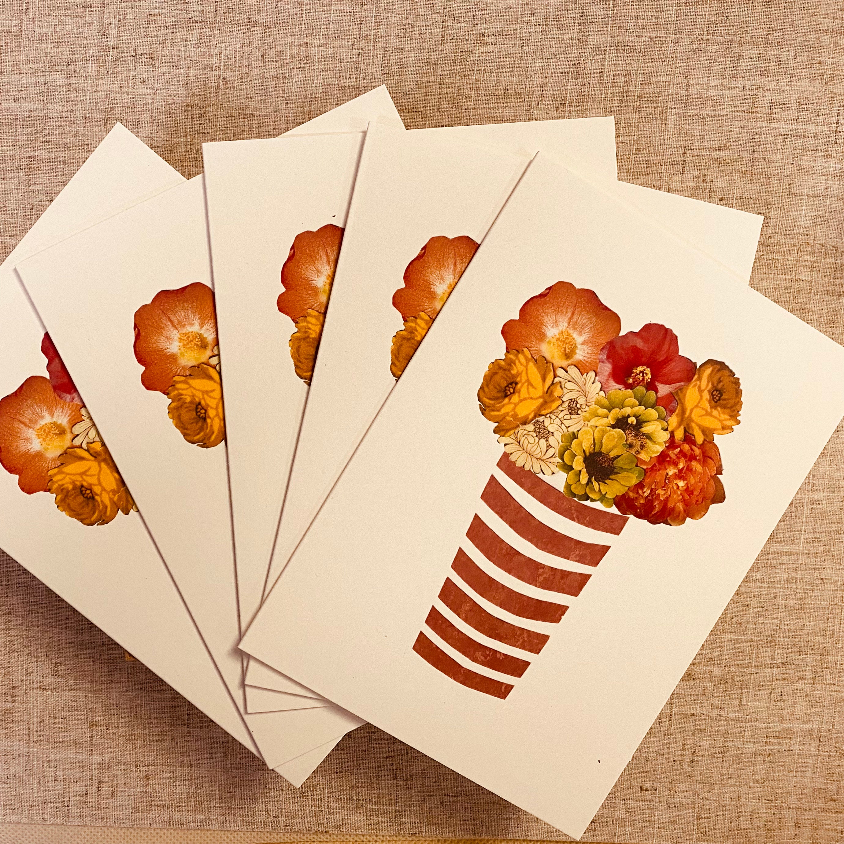 Flower Notecards Set of 5 - Etsy