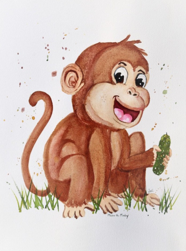 Mason the Monkey Watercolor Print of Original Painting - Etsy Australia