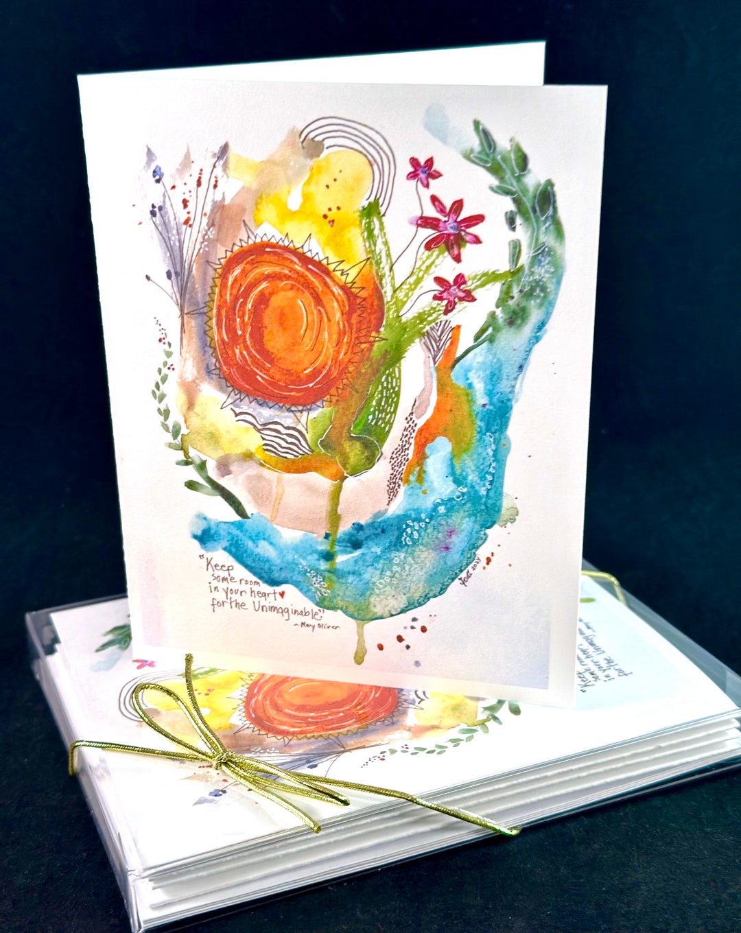 Abstract Nature Watercolor Print Card Set - Set of 4 Boxed With ...
