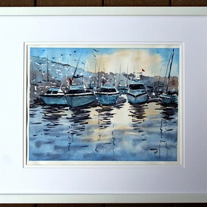 Boats in the Marina Watercolor Print of Original Painting, Watercolor ...