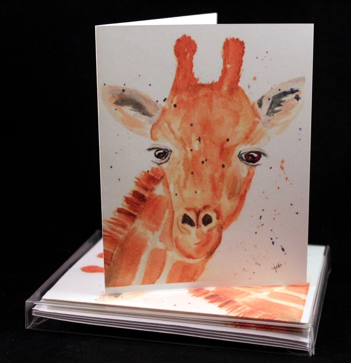 Set of Original PRINT Watercolor Giraffe Cards Animal Note | Etsy