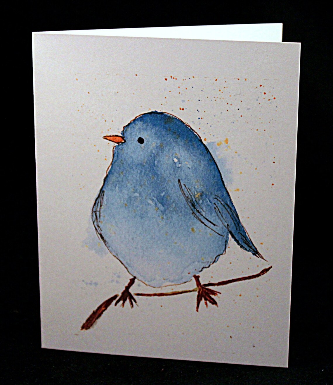 Set of Chubby Baby Blue Bird Original Watercolor PRINT - Etsy