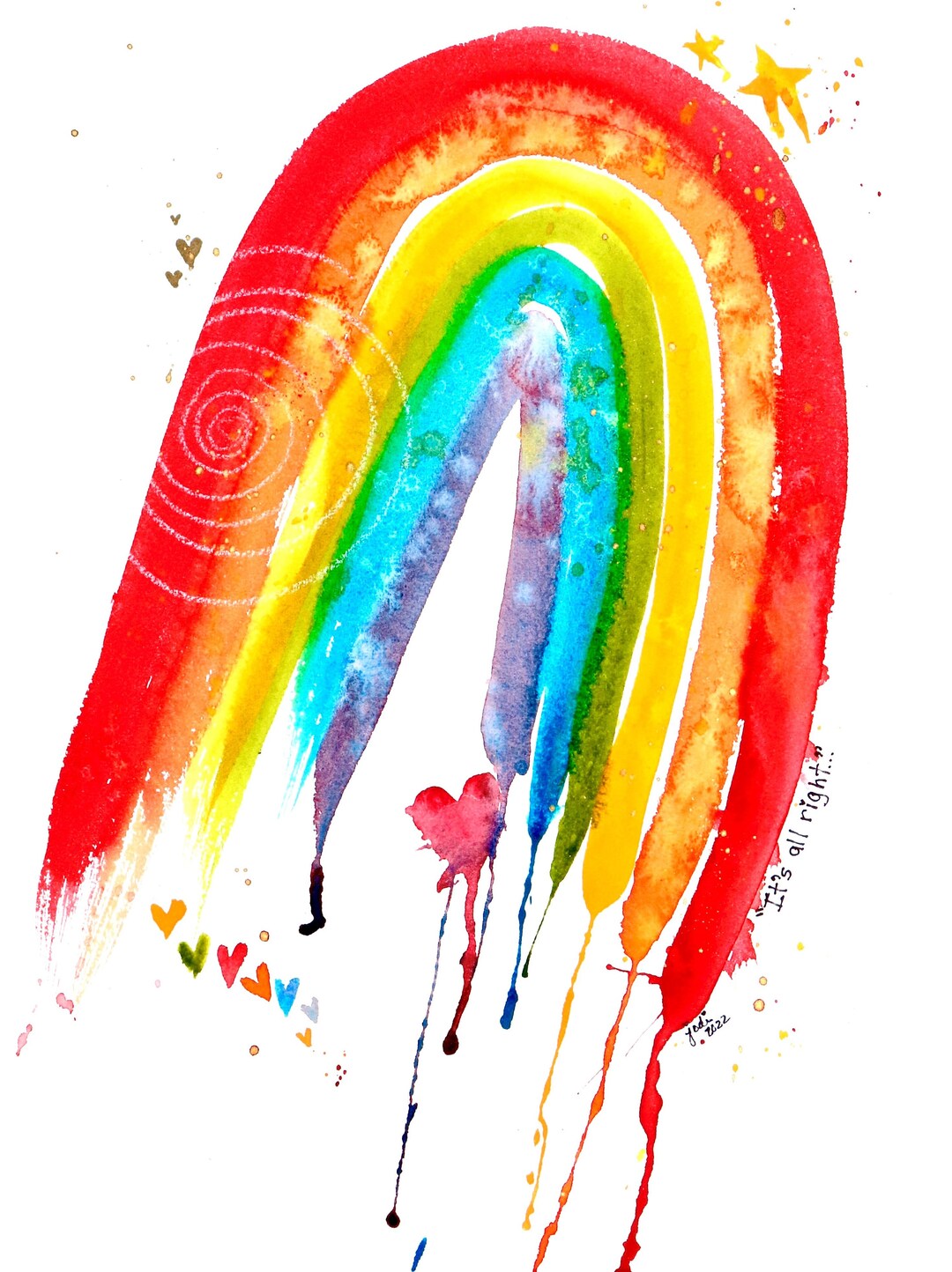 Rainbow Print of Original Watercolor - Etsy