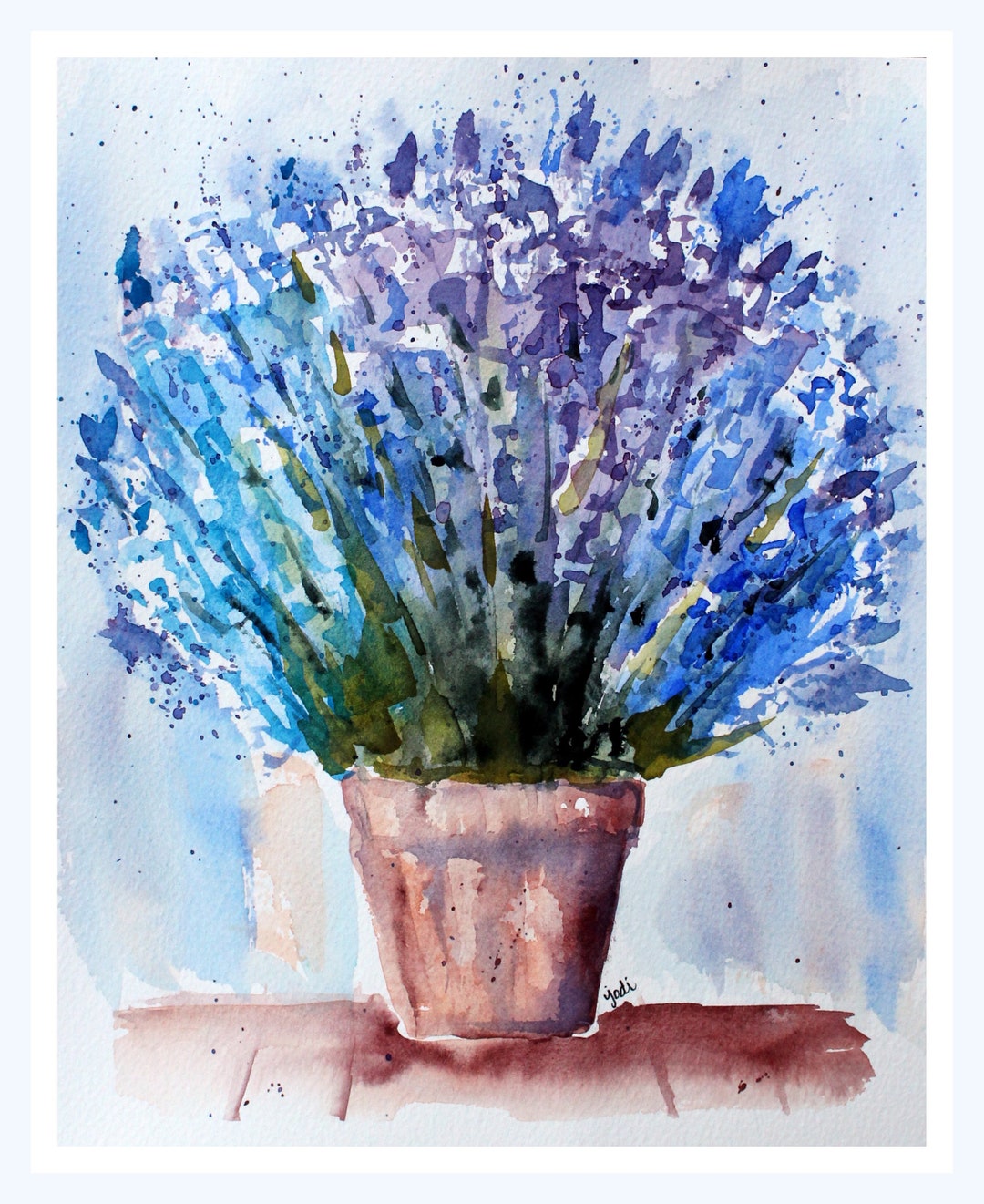 IMPRESIÓN 8x10 de color azul lavanda Acuarela Pintura - Etsy España