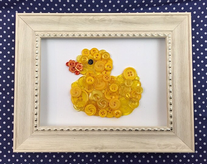 Yellow Rubber Duck, Framed Button Art, Nursery Button Art - Etsy