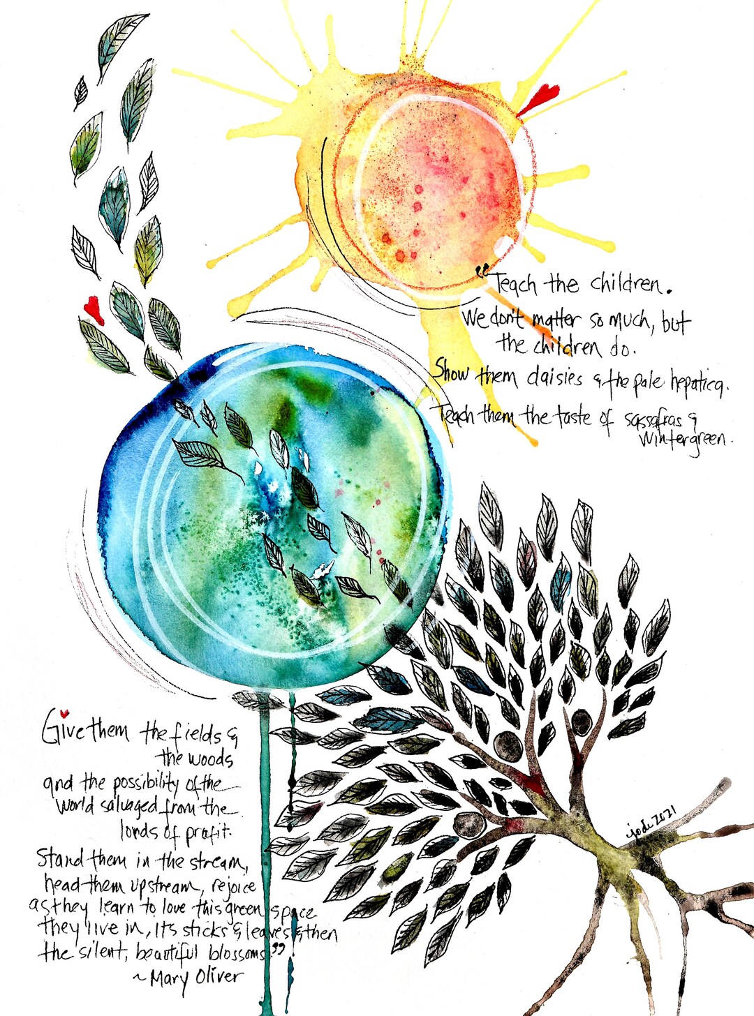 Teach the Children - Nature - Mary Oliver Upstream Poem Quote - PRINT ...