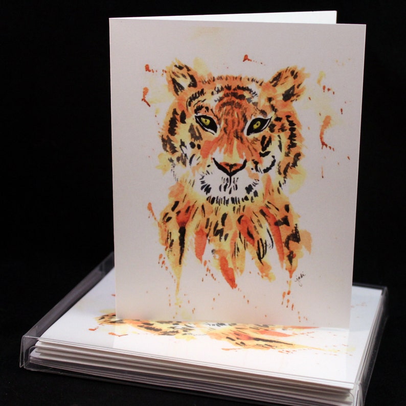 Set of Original PRINT Watercolor Tiger Cards Animal Note - Etsy