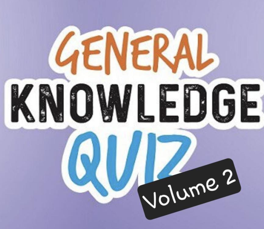 50 General Knowledge Quiz Questions, Volume 2 (printable Download) - Etsy