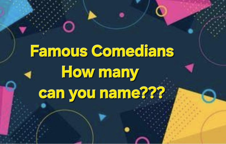 023 Comedians Picture Quiz. 20 Commedians to Name. Picture Sheet With ...