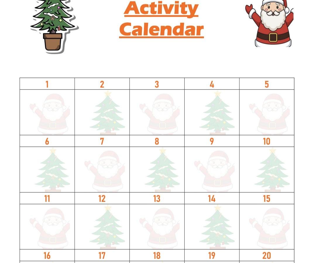 Family Xmas Advent Activity Planner. Digital Download Ready to Print - Etsy