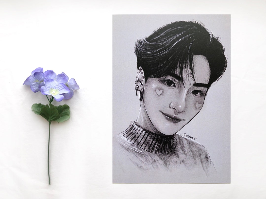Seonghwa - ATEEZ - A5/A4 Print - 에이티즈 - Fan Art- Drawing - Etsy