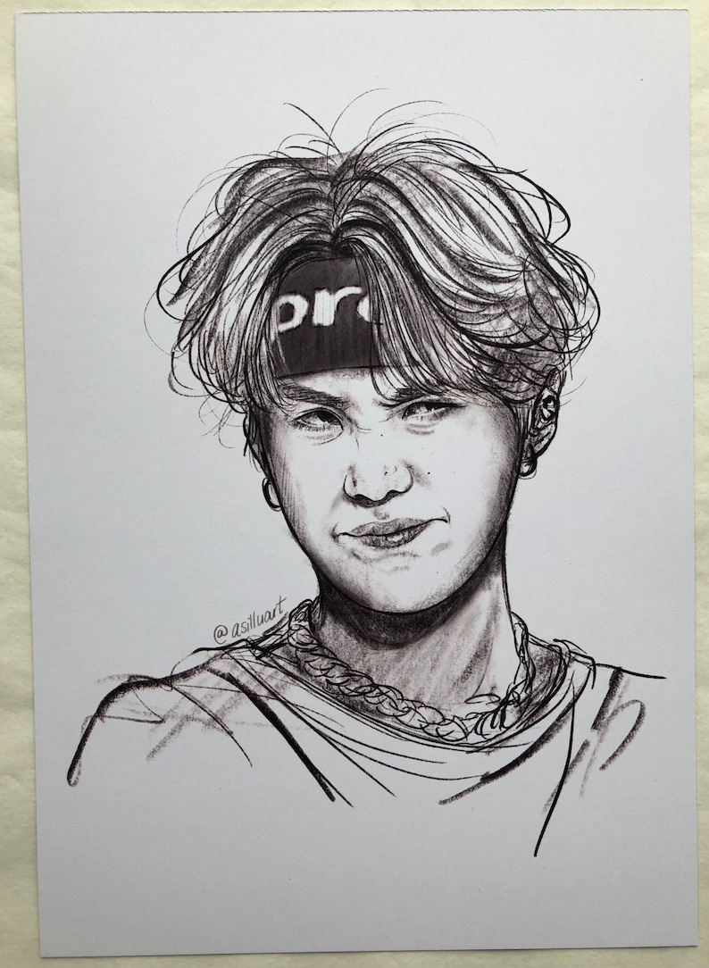 Yoongi Suga A5/A4 Print BTS Fan Art Sketch 방탄소년단 - Etsy
