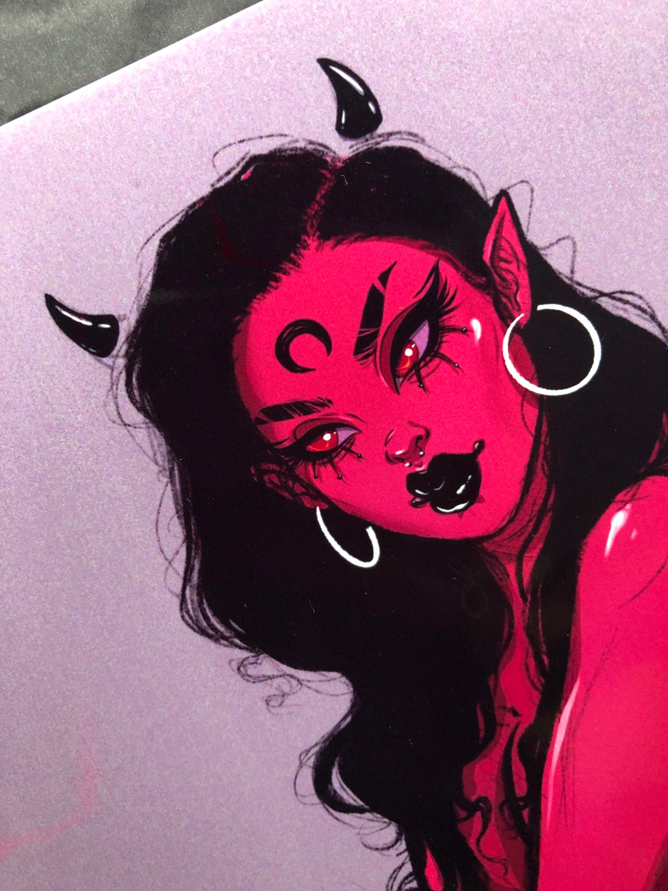 Devil Girl Print A5/A4 Original Art Halloween Spooky - Etsy