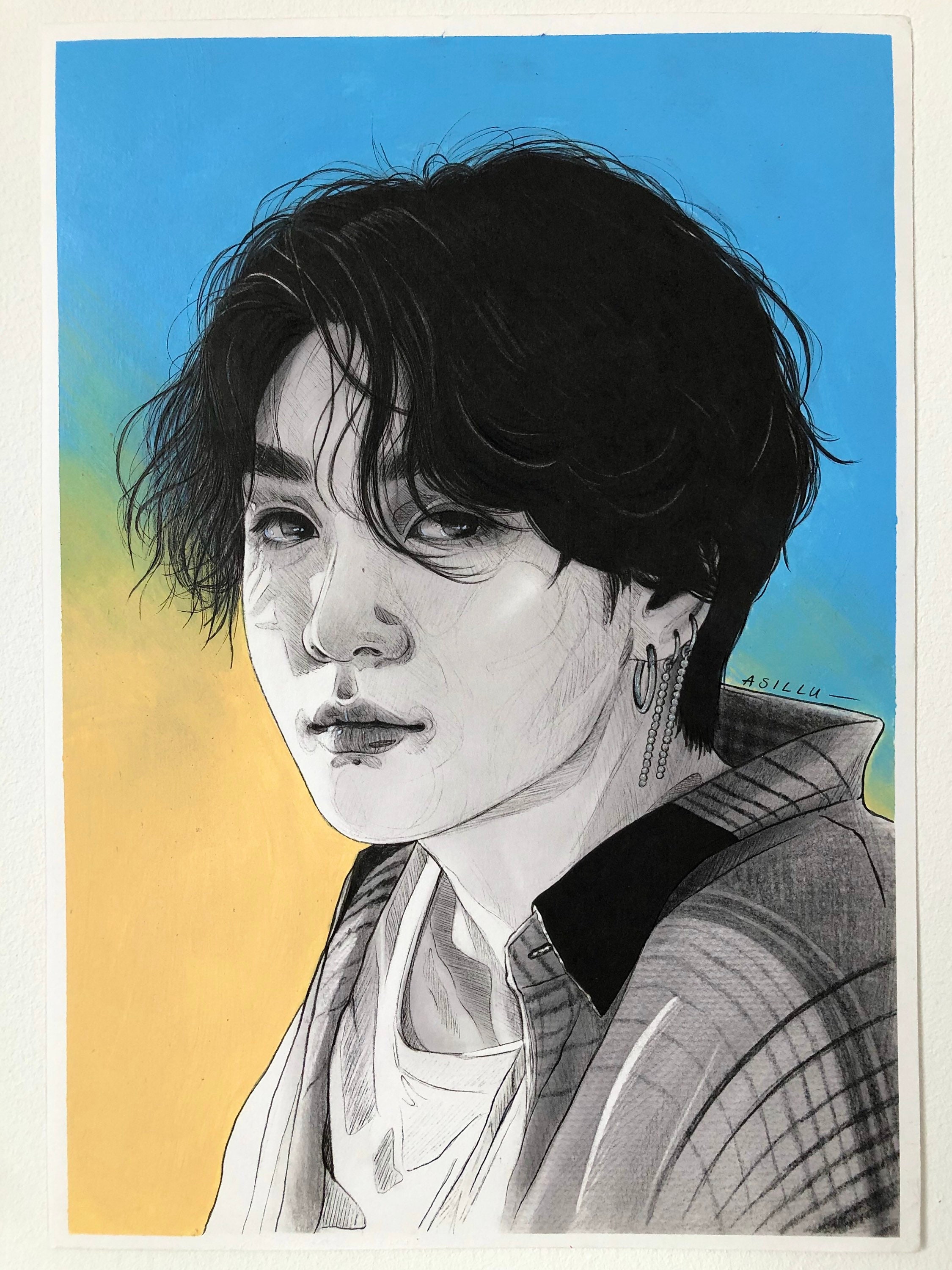 Jungkook Original Painting Pen Drawing A4 BTS fanart | Etsy